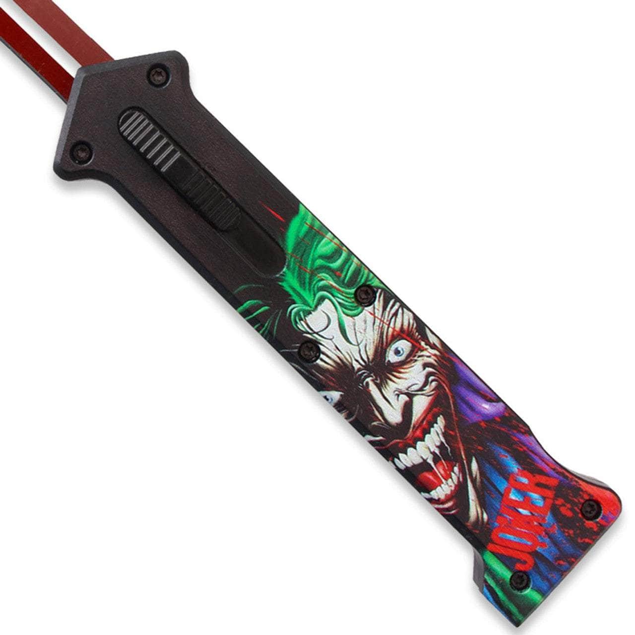 3 D Print Handle JOKER Red Single Edge Blade OTF Knife Out The Front L