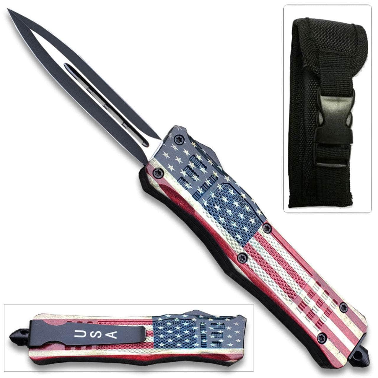American Flag Swift OTF Knife Double Edge Blade OTFM-61