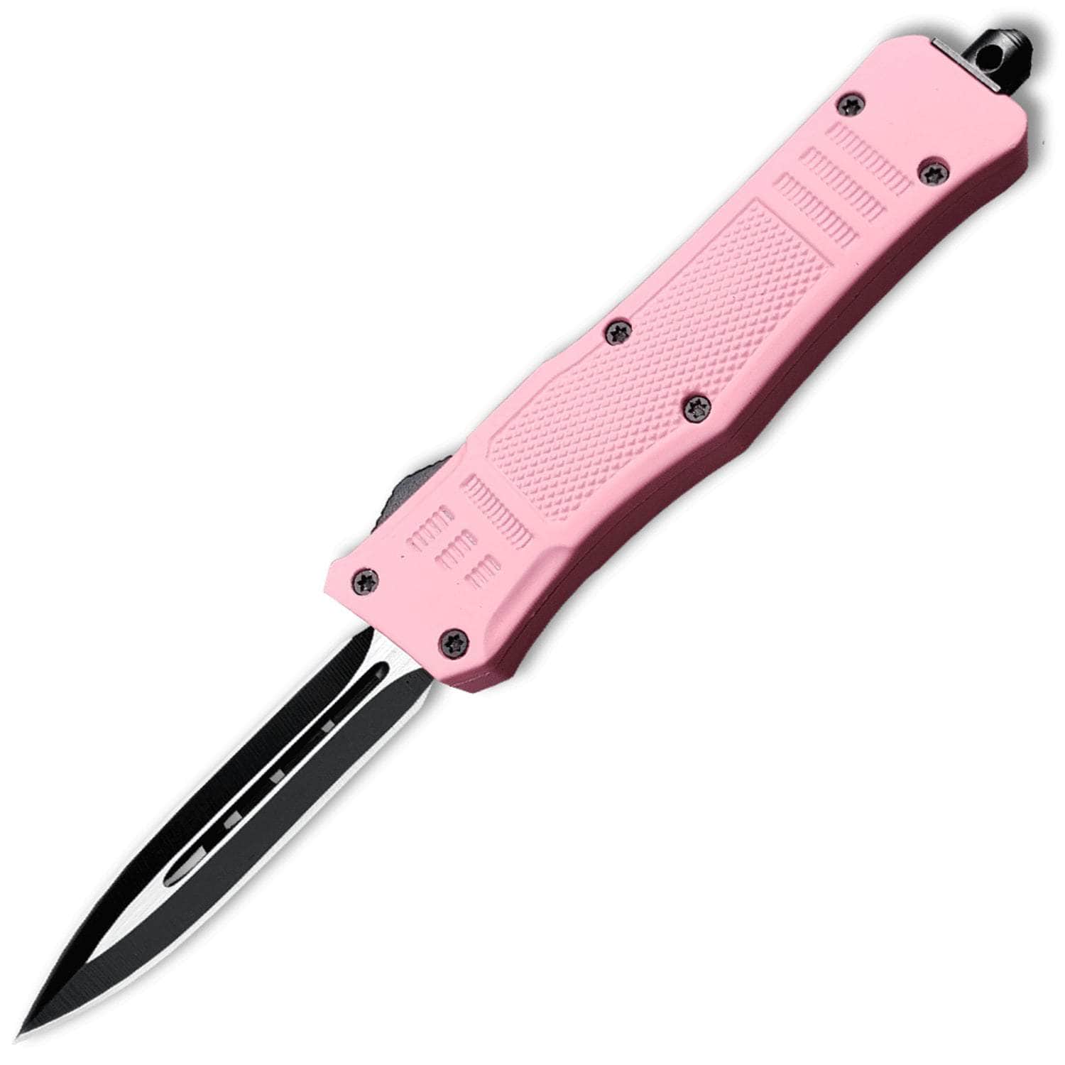 Pink Legacy Edge OTF Knife Spear Point, Double Edged Blade