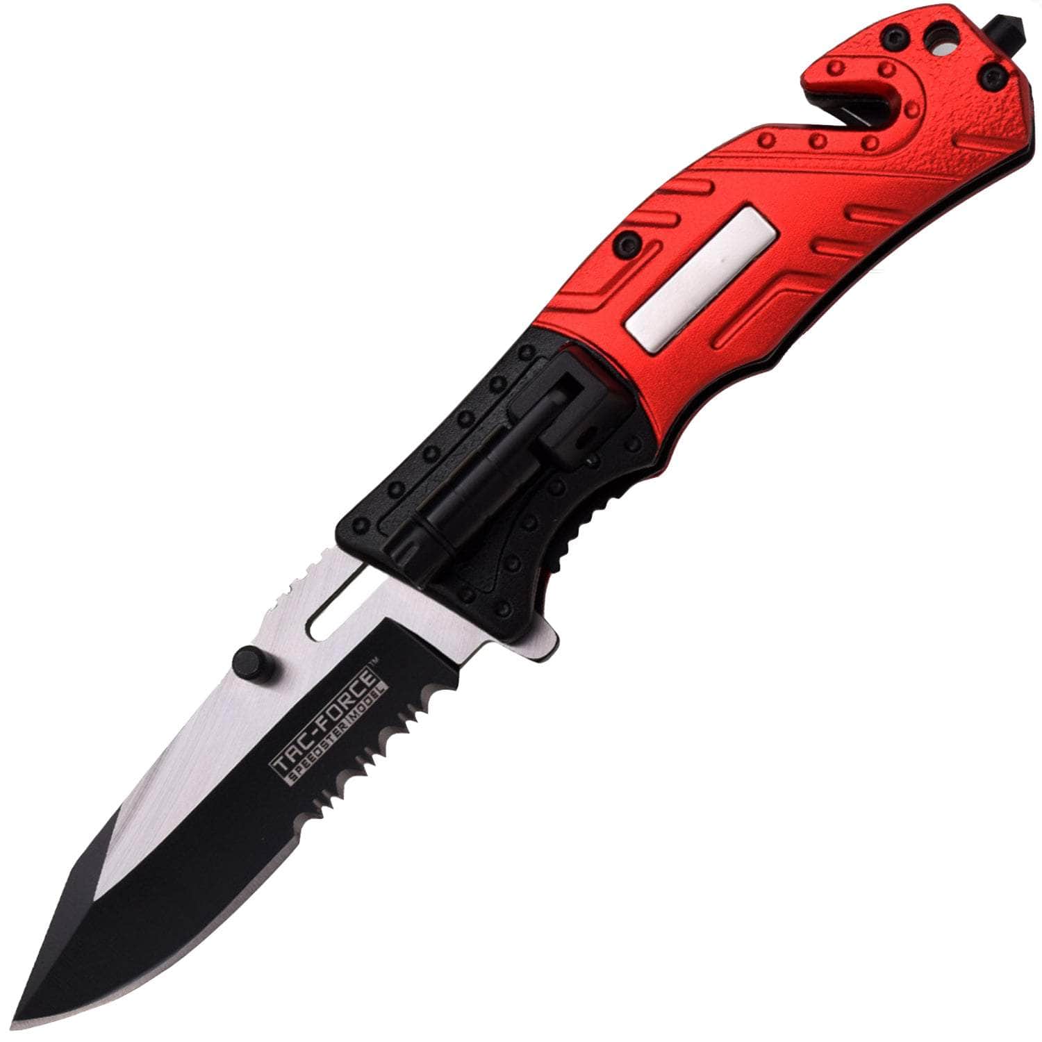 Tac-Force Firefighter Rescue Flashlight Knife, 3.25" Assisted Blade, A