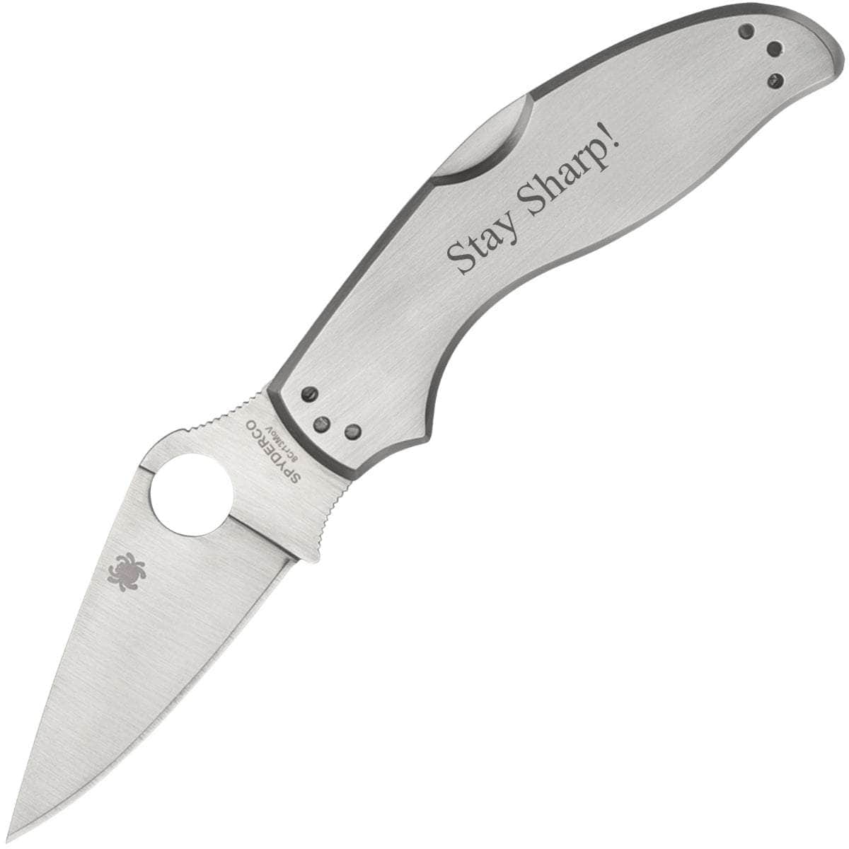 "Stay Sharp!" Pre-Engraved Spyderco UpTern – Knife Depot