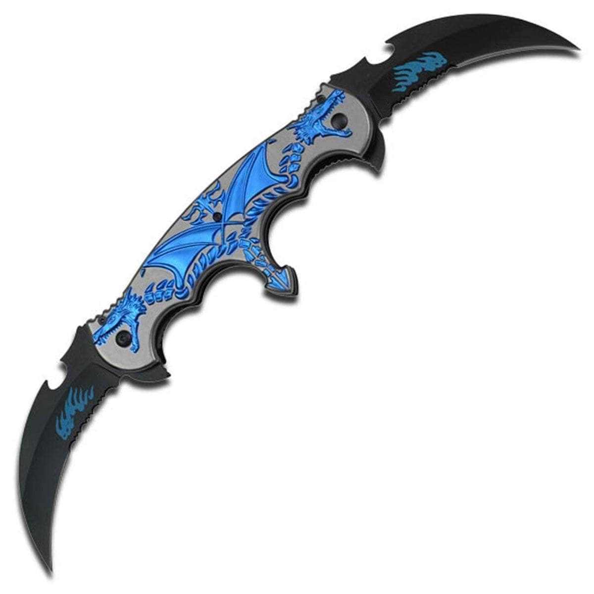 Masters Collection Spring Assisted Knife, 2 1.75" Blades, Aluminum Han